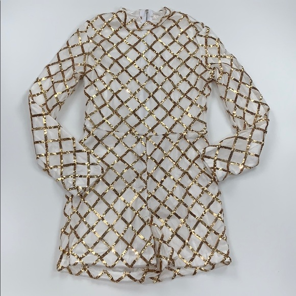 Pants & Jumpsuits | Gold Sequins Romper | Poshmark